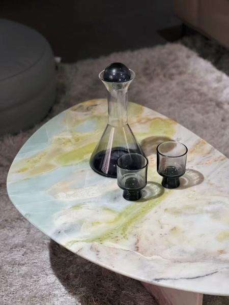 Quality Italian Capri Blue Marble Coffee Table Set Modern Minimalist With Polished for sale