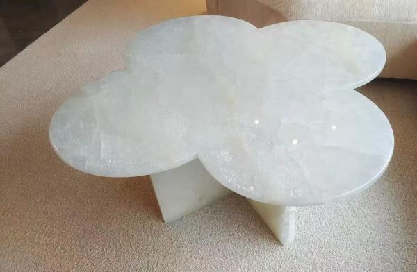 Quality Brazilian Blanco Cristallo Marble End Table Moisture Resistant For High End for sale