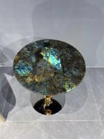 China Blue High Hardness Marble Bedside Table Round Marble Table Timeless Aesthetic for sale