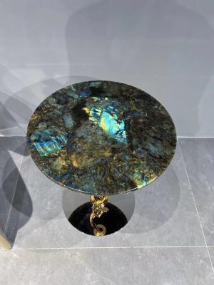 China Blue High Hardness Marble Bedside Table Round Marble Table Timeless Aesthetic for sale