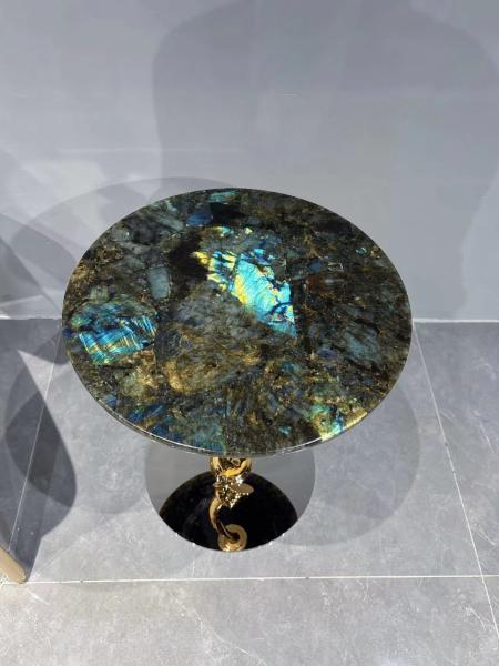 Quality Blue High Hardness Marble Bedside Table Round Marble Table Timeless Aesthetic for sale