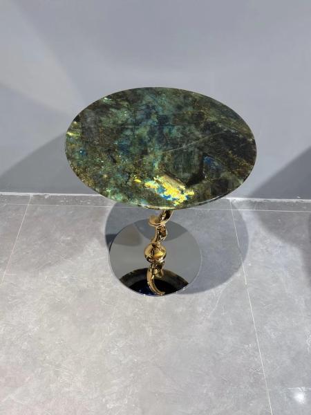 Quality Blue High Hardness Marble Bedside Table Round Marble Table Timeless Aesthetic for sale
