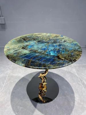 China Blue High Hardness Marble Bedside Table Round Marble Table Timeless Aesthetic for sale
