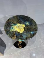 China Blue High Hardness Marble Bedside Table Round Marble Table Timeless Aesthetic for sale