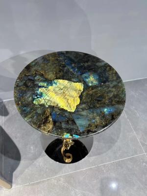 China Blue High Hardness Marble Bedside Table Round Marble Table Timeless Aesthetic for sale