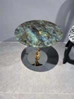 China Blue High Hardness Marble Bedside Table Round Marble Table Timeless Aesthetic for sale