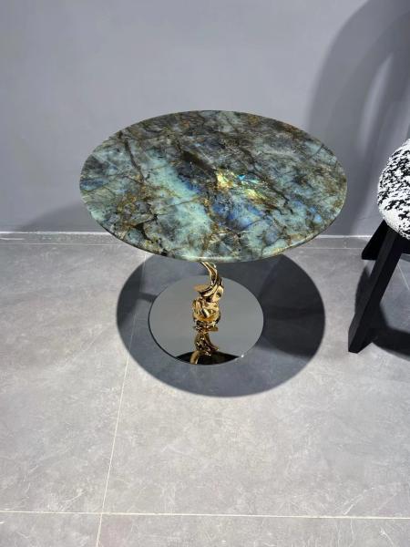 Quality Blue High Hardness Marble Bedside Table Round Marble Table Timeless Aesthetic for sale