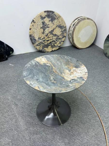 Quality Palissandro Blue Marble Top Dining Table Set Brazilian Round Luxury Wearproof for sale
