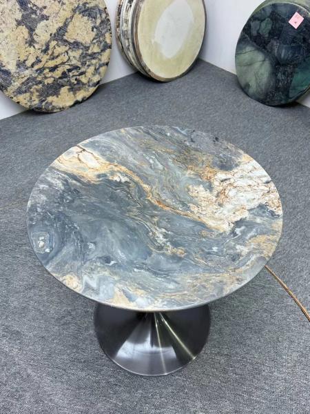 Quality Palissandro Blue Marble Top Dining Table Set Brazilian Round Luxury Wearproof for sale