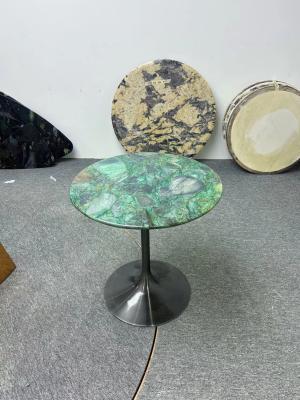 China Brazilian Green Heat Resistant Marble Stone Coffee Table Circle Marble Coffee Table for sale