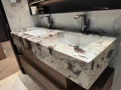 China Snowy Mountain Blue Marble Vanity Top - Luxury Bathroom Countertop with Gray Blue Veins for sale