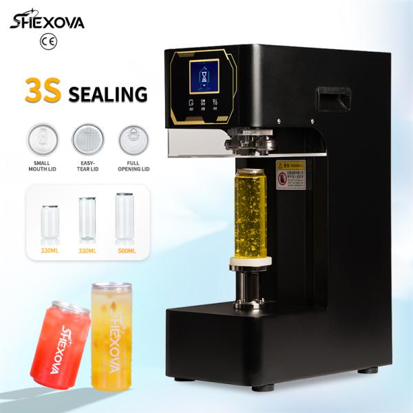 Quality CE Certification Counting Can Sealing Machine 55mm Packing For Tin Plastic Can Milk Tea Shop for sale