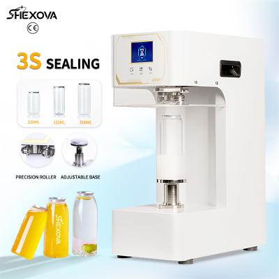 China Full Automatic Can Sealer Machine High Speed With Aluminum Lid For Beverage Shop Tin Can Sealer for sale