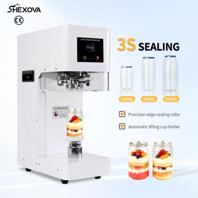 China Automatic Can Sealing Machine with 2 Seconds Sealing 55mm Width and 25pcs/min Speed for Beverage Bottles for sale