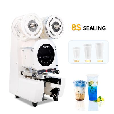 China Stainless Steel Automatic Cup Sealing Machine For Bubble Tea Coffee Plastic Cups Sealer 25pcs/min for sale