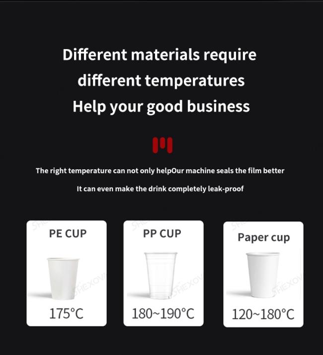 Beverage cup sealing machine in operation