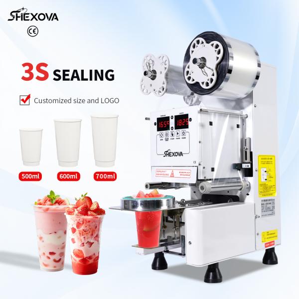Quality Commercial Automatic Plastic Cup Sealing Machine For Milk Tea Beverage Shop for sale