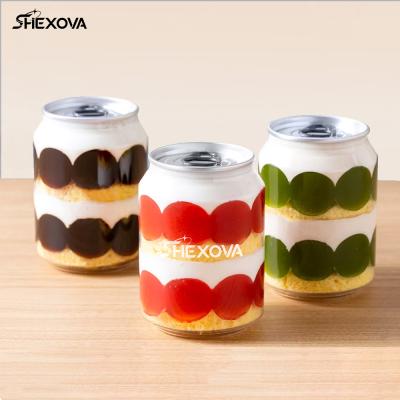 China Dispsoable Clear Pull Ring Plastic Pet Can For Cake Bubble Tea for sale