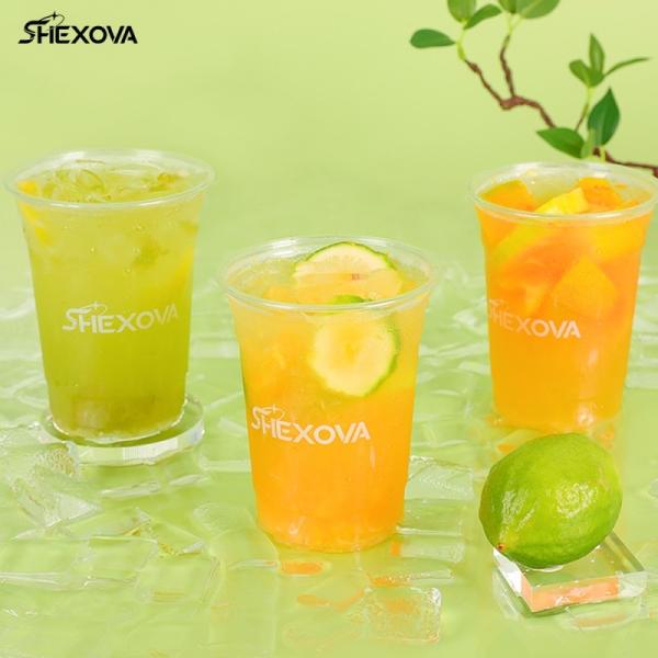 Quality Crystal Logo U shaped PET Cup Disposable Round Container in Coffee Milk Tea Shop for sale