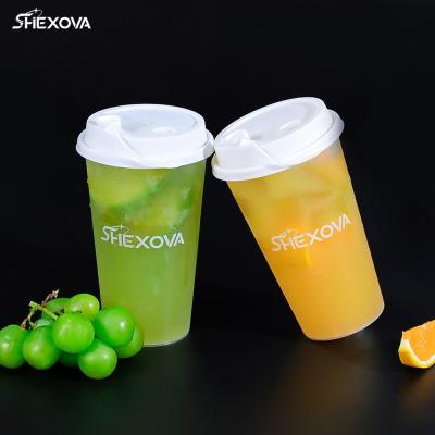 China Thick Hard 16oz 24oz Plastic Drink Cups Single Wall For Bubble Tea Smoothies for sale