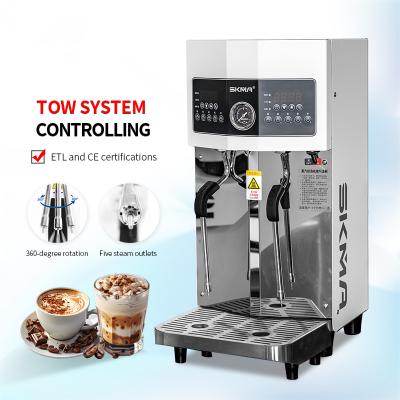 China Electric Stainless Steel Steam Milk Machine Double Head Coffee Beverage Heater for sale