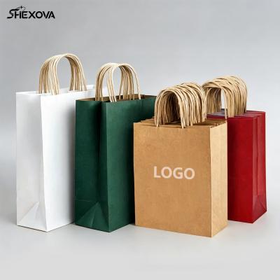 China Customizable White And Brown Kraft Paper Bag With Handles Paper Bags For Shopping for sale