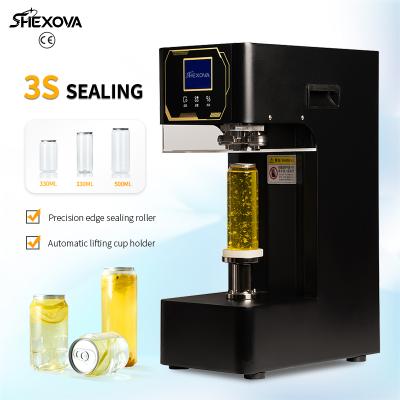 China Automatic Stainless Steel Can Sealing Machine For Juice Plastic Pet Can for sale