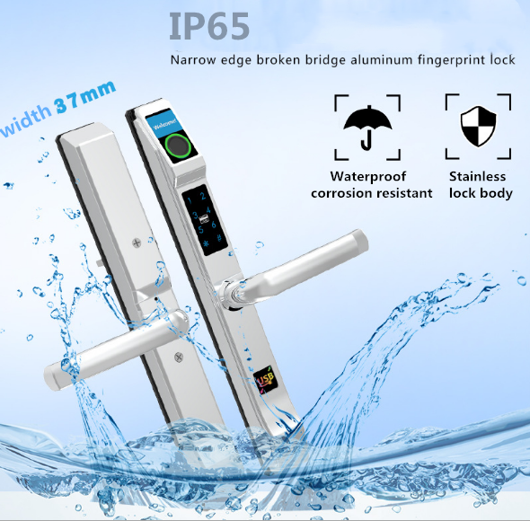 High Waterproof IP65 Smart Rainy Day Mode Outdoor Tuya APP Intelligent Fingerprint Sliding Door Lock