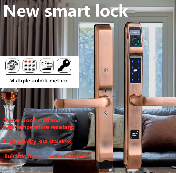 High Waterproof IP65 Smart Rainy Day Mode Outdoor Tuya APP Intelligent Fingerprint Sliding Door Lock