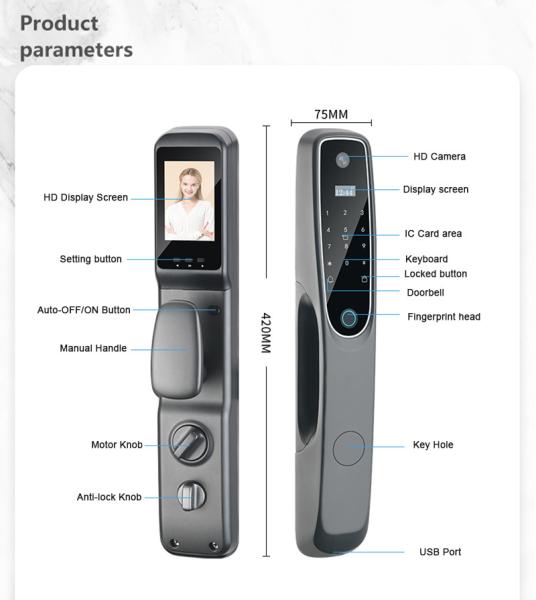 Quality Smart Wifi HD Camera Lock Waterproof Smart Lock Aluminum Alloy for sale