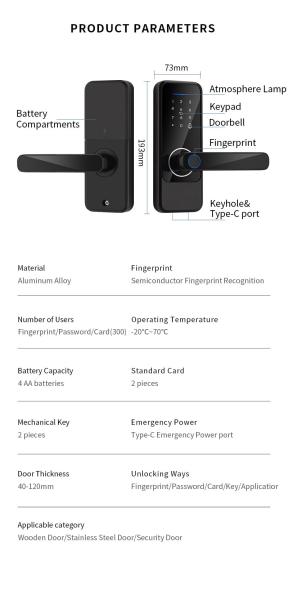 Quality Electronic Fingerprint Door Lock Intelligent Tuya Bluetooth Smart Locks TTlock for sale