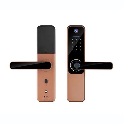 China Peephole Camera Digital Door Lock Fingerprint Card Smartlock Tuya for sale