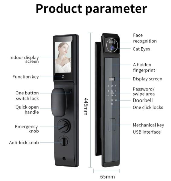 Quality Secure Smart Lock Intercom 3D Face Automatic Door Lock For Apartment for sale