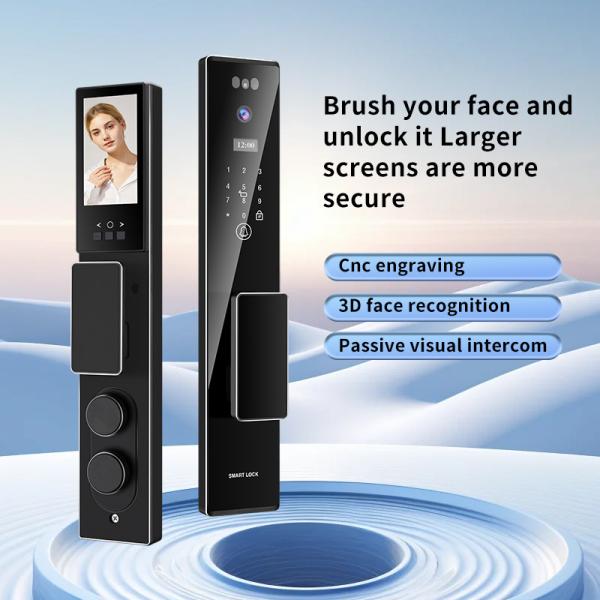 Quality 5000Mah Rechargeable Battery Face Door Lock Tuya App With Video Intercom for sale