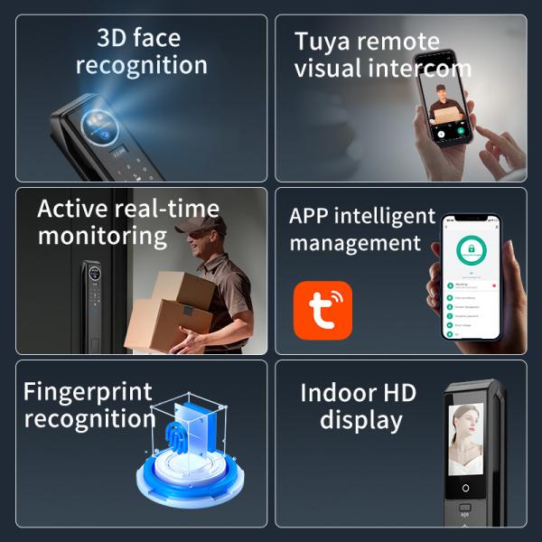 Smart Lock With Face ID Camera Cerradura Biometric Fingerprint Tuya WiFi Video Calling