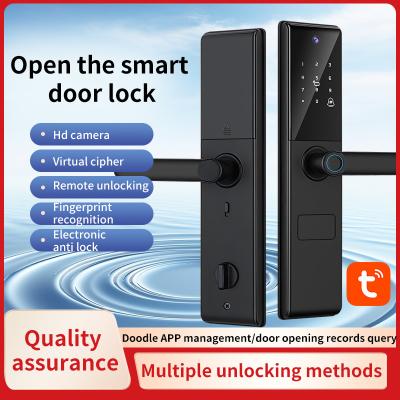 China Tuya Wifi Camera Fingerprint Code Card Key Multi-unlock Way S829Max Smart Door Lock for sale