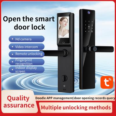 China Qleung S819-2Max Tuya Wifi Carte d'empreintes digitales Code clé Smart porte verrouille avec appel vidéo for sale