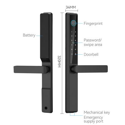 Китай S960 водонепроницаемый IP65 цифровой дверной замок Tuya дверной замок TTlock Огражденный стеклянный замок Пароль Ключевая карта Отпечатки пальцев Умный домашний дверной замок продается