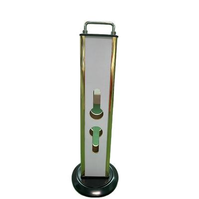 China Aluminum Alloy and Wood Fingerprint Door Lock Display Stand 120x610mm 3.5kg 60mm Thickness for sale