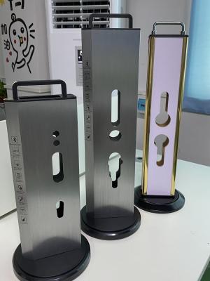 China Aluminum Alloy or PC Rotating Smart Lock Display Stand for Exhibition Hall Fingerprint Locks for sale