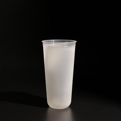 China BPA Free Clear Or White Round Disposable PP Plastic Juice Cups With Flat  And Dome Lids for sale