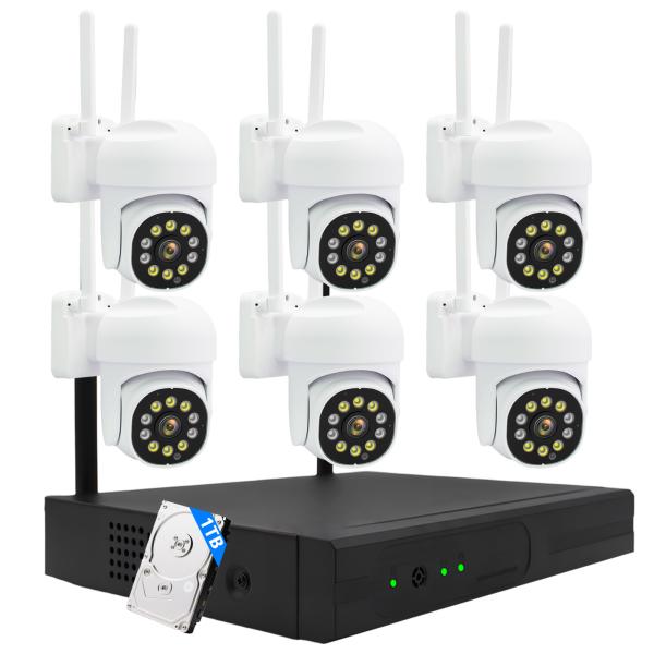 Quality 6-Camera Wireless Outdoor Security System with 10CH NVR, 3MP HD Color Night Vision, AI Human Detection, 355° PTZ, 2-Way Audio, WiFi, IP66 Weatherproof for Home Security & Pet Monitoring for sale