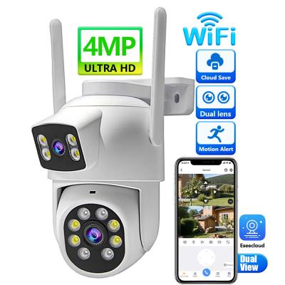 China Dual‑Lens WiFi Security Camera Outdoor, 2MP+2MP Dual View Surveillance Camera, Panoramic PTZ Camera with AI Human Detection, Two‑Way Audio, 3‑Mode Night Vision, IP65 Waterproof for Home Yard Security for sale