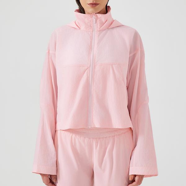 Quality Nylon Women Outdoor Sports Jacket Cropped Hooded UV Blocking Breathable Lightweight for sale
