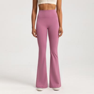 China High Waisted Women's Flared Yoga Pants Mauve Buttery Soft Tummy Control for sale