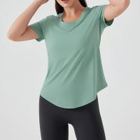 china Women's Quick Dry Gym T Shirts Short Sleeve Light Blue Breathable