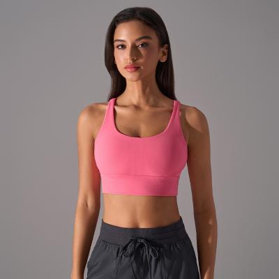 China Women's Pink High Support Sports Bra Moisture Wicking for Yoga for sale