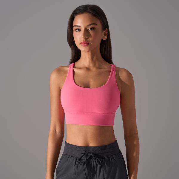 Quality Women's Pink High Support Sports Bra Moisture Wicking for Yoga for sale