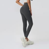 china Nylon Spandex Leggings with Pockets High Waisted Olive Green Tummy Control 7/8