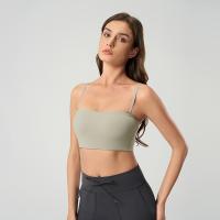 china Seamless Bandeau Sports Bra Light Green Adjustable Straps for Yoga Gym Workouts